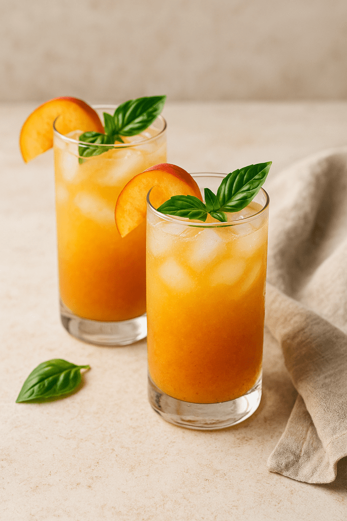 Peach Basil Mocktail Spritzer - The Salty Epicurean